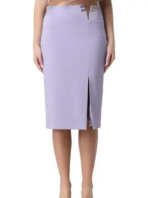 Elisabetta Franchi Midi Skirt With Logo Detail - Lilla