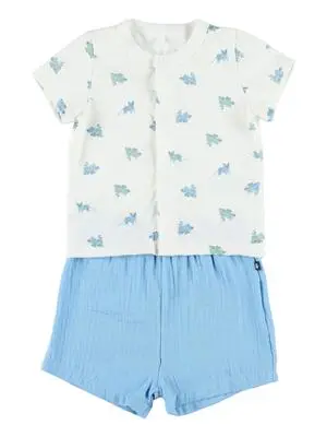Petit Bateau Baby Boys' Two-piece Animal Print Cotton Set - White