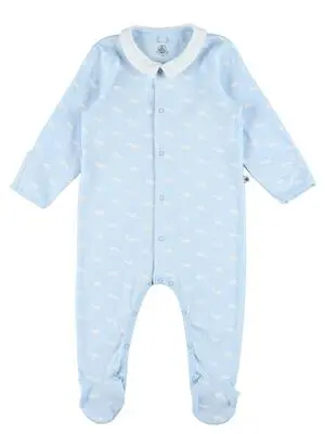 Petit Bateau Baby Boys' Whale Print Cotton Sleepsuit - Blue