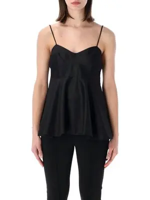 RÓHE Sleeveless Bustier Peplum Top - Black