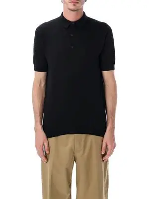 John Smedley Adrian Sea Island Cotton Polo Shirt - Black