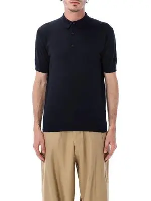 John Smedley Adrian Sea Island Cotton Polo Shirt - Blue