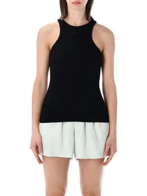 ANINE BING Ribbed Knit Crewneck Sleeveless Tank Top - Black