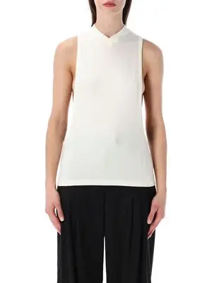 Versace Ribbed V-neck Sleeveless Top - Optical White