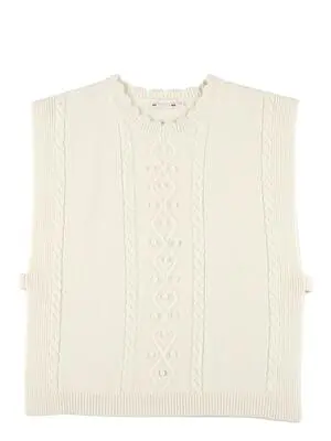 Bonpoint Sleeveless Cable Knit Poncho - Off-white