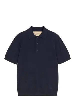 Valentino Garavani Virgin Wool Vlogo Signature Polo Shirt - Blue