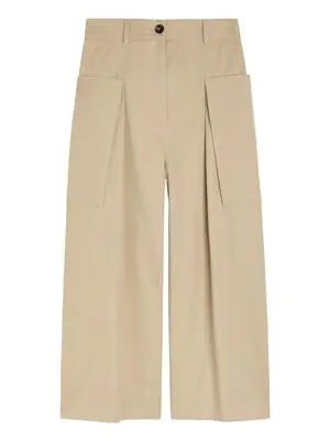Loewe Cropped Cotton And Silk-blend Trousers - Beige
