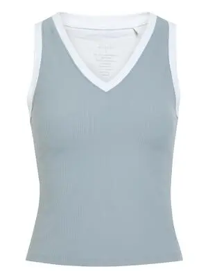 Varley Chia Ribbed V-neck Stretch-jersey Tank Top - Grey