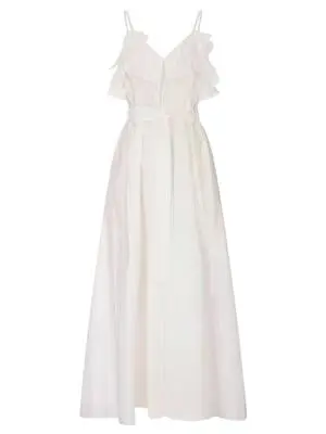 PARAH Ruffled Belted Maxi Dress - White