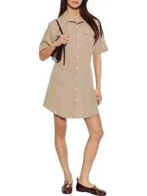 AMI Paris Pinstripe Wool Dress - Neutrals