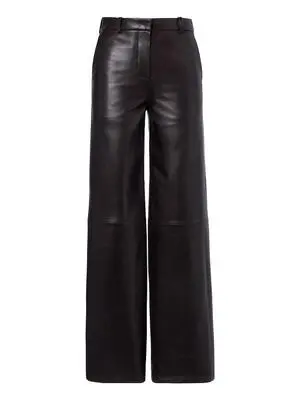 Nour Hammour Coda Leather Wide-leg Pants - Brown
