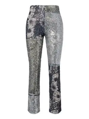 MAISON MARGIELA Sequined Patchwork Slim Pants - Silver