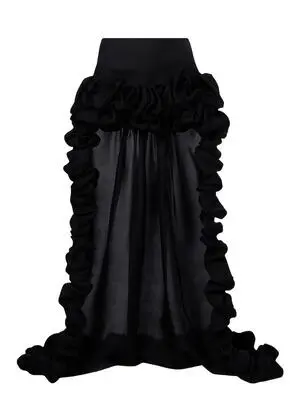 Saint Laurent Asymmetric Ruffled Silk Gazar Miniskirt - Black