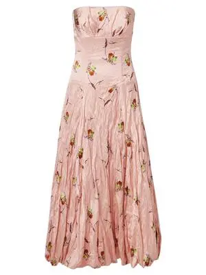 EMILIA WICKSTEAD Kaia Floral Satin Bustier Dress - Pink