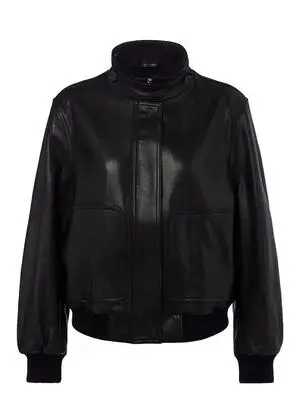 Nour Hammour Rios Leather Bomber Jacket - Black
