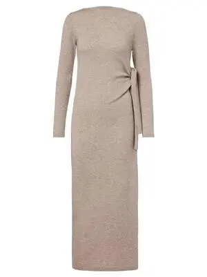Jardin Des Orangers Gathered Wool And Cashmere Midi Dress - Grey