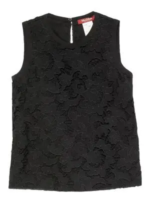Max Mara Sleeveless Floral Lace Blouse - Black