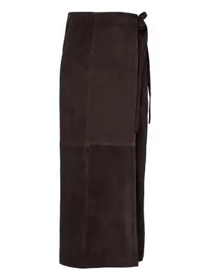 Nour Hammour Suede Wrap Skirt - Brown