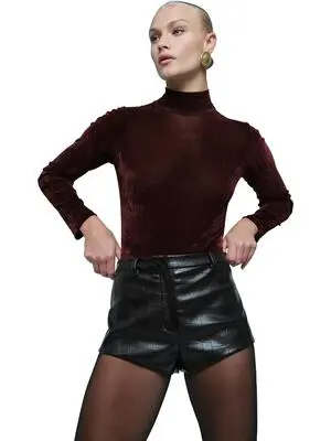 Bardot Jayla Vegan Leather Shorts - Deep Plum