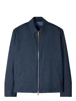 Paul Smith Navy Space-dye Check Wool Jacket - Blue