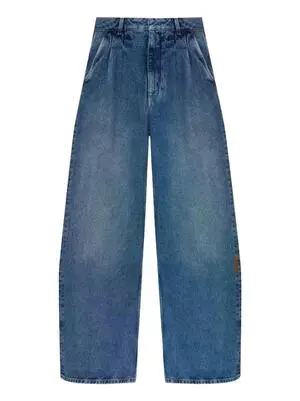 Off-White Pleated Wide-leg Jeans - Blue