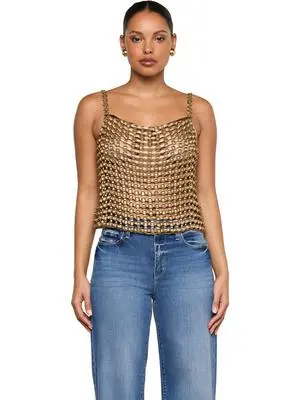 L'Agence Joanette Embellished Tank Top - Tan Ribbon/gold Ring