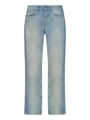 Off-White Straight-leg Jeans With Logo Tag - Blue