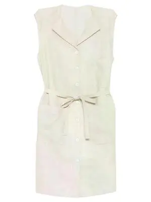 LESS Lapel Collar Sleeve Dress - Neutrals