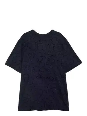JNBY Flocked Floral-print T-shirt - Blue