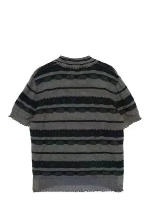 JNBY Striped Polo Top With Ruffle Trim - Grey