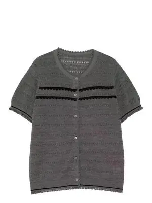 JNBY Pointelle-knit Scalloped Blouse - Grey