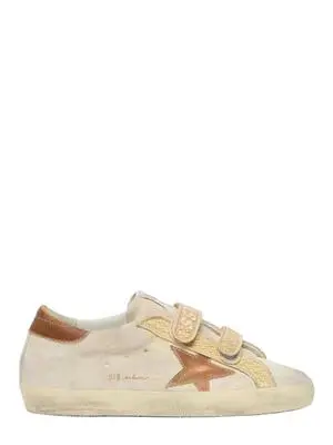 GOLDEN GOOSE Old School Suede Sneakers With Raffia Strap - Neutrals