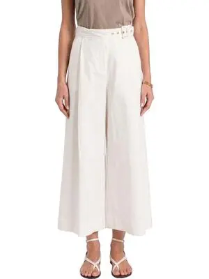TWINSET Cotton Cropped Wide-leg Trousers - Pearl