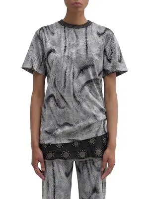 MARGHERITA MACCAPANI Abstract Pattern Viscose T-shirt - Black