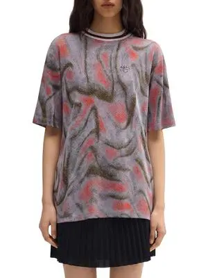 MARGHERITA MACCAPANI Abstract Patterned Viscose T-shirt - Sky