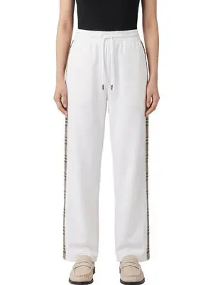 Burberry Track Pants With Icon Stripe Detail - White