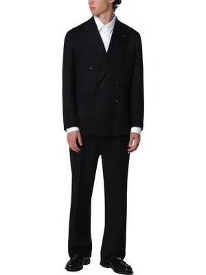 Tagliatore Black Double-breasted Wool Suit Black