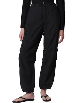 DUNST Utility Cargo Trousers With Drawstring Waist - Black