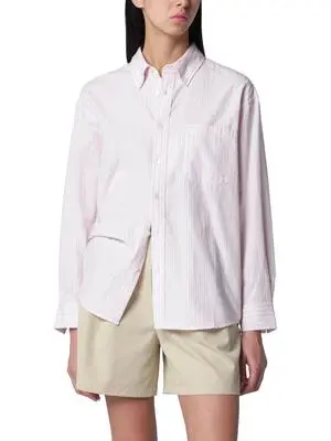 DUNST Striped Cotton-blend Button-down Shirt - Pink
