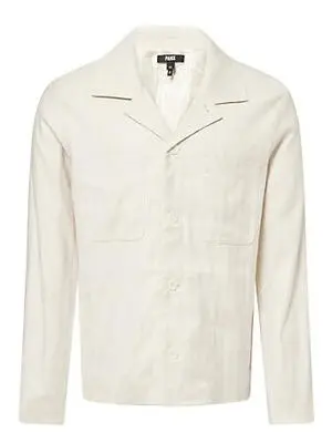 Paige Spread Collar Woven Jacket - Fossil Herringbone
