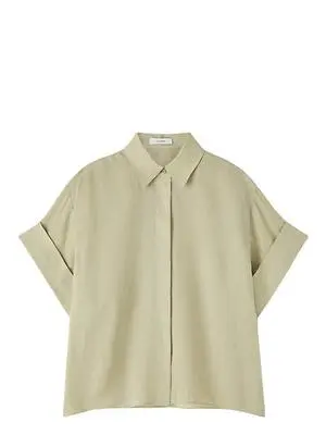 JOSEPH Justi Short-sleeved Ramie Blouse - Cactus