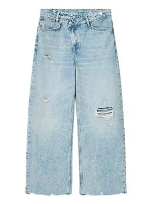 ALLSAINTS Aki Cross-over Wide-leg Jeans - Destroy Light