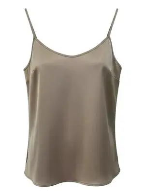 Black Label Spaghetti Strap V-neck Top - Brown