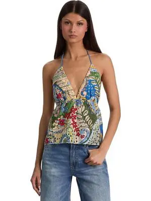 ALICE + OLIVIA Alice + Olivia Karolina Printed Halter Top