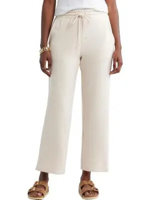 Caslon Caslon Cotton Blend French Terry Drawstring Cropped Pants Beige Shell