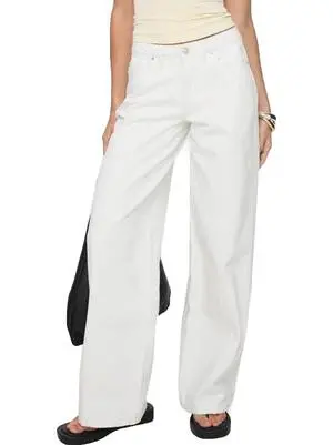 Princess Polly Lando Low Rise Straight Leg Jeans - White