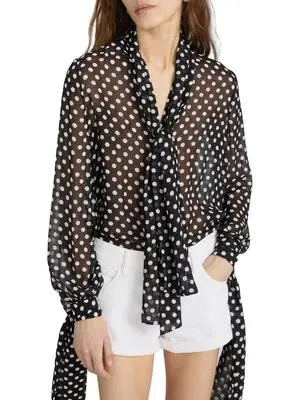 FRAME Polka Dot Silk Blouse - Black Multi