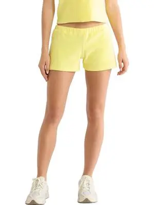 BELLA VENICE Peace Graphic Velour Crop T-shirt - Yellow