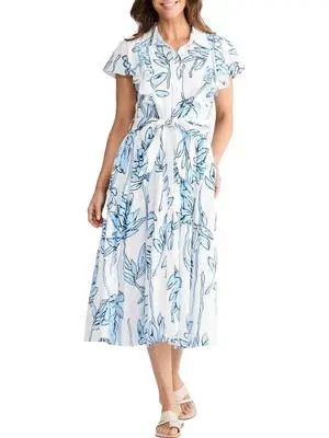 BRAVE+TRUE Marigold Tie Waist Midi Dress - Coastal Bloom