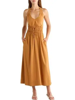Paige Alysha Halter Midi Dress - Monarch